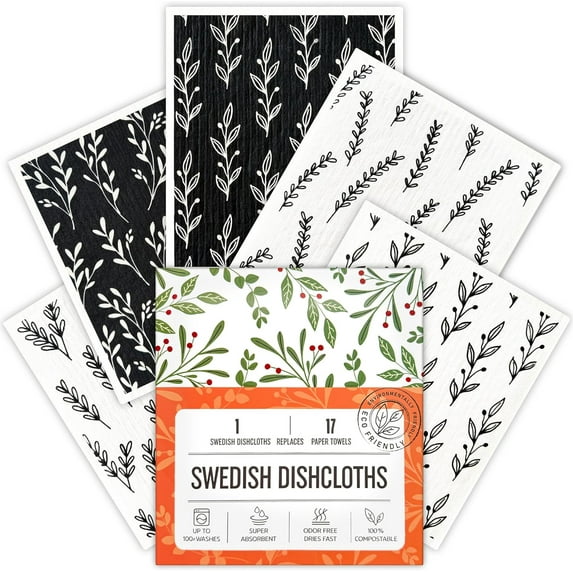 FYSGDF-Swedish Dishcloths for Kitchen, 5 Pack Reusable Paper Towels ...