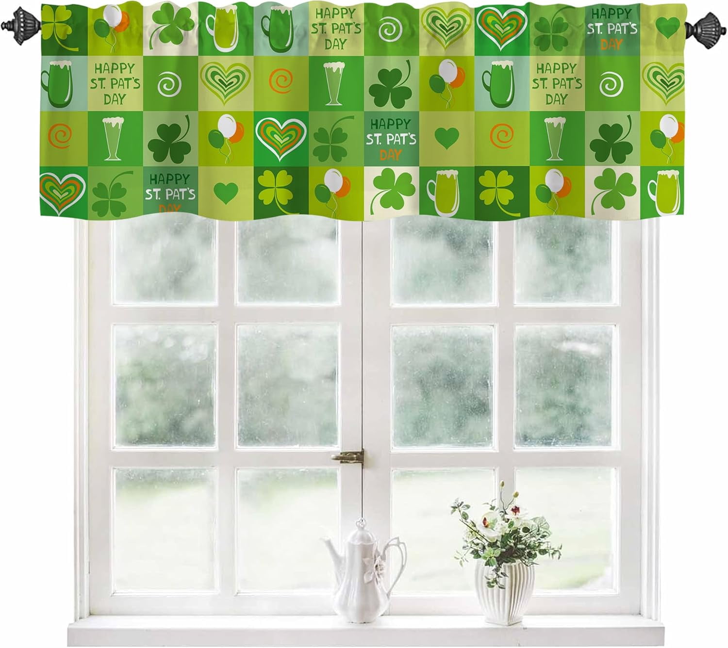 FYSGDF-Valance Curtains for Windows,Saint Patrick's Day Semi Sheer ...
