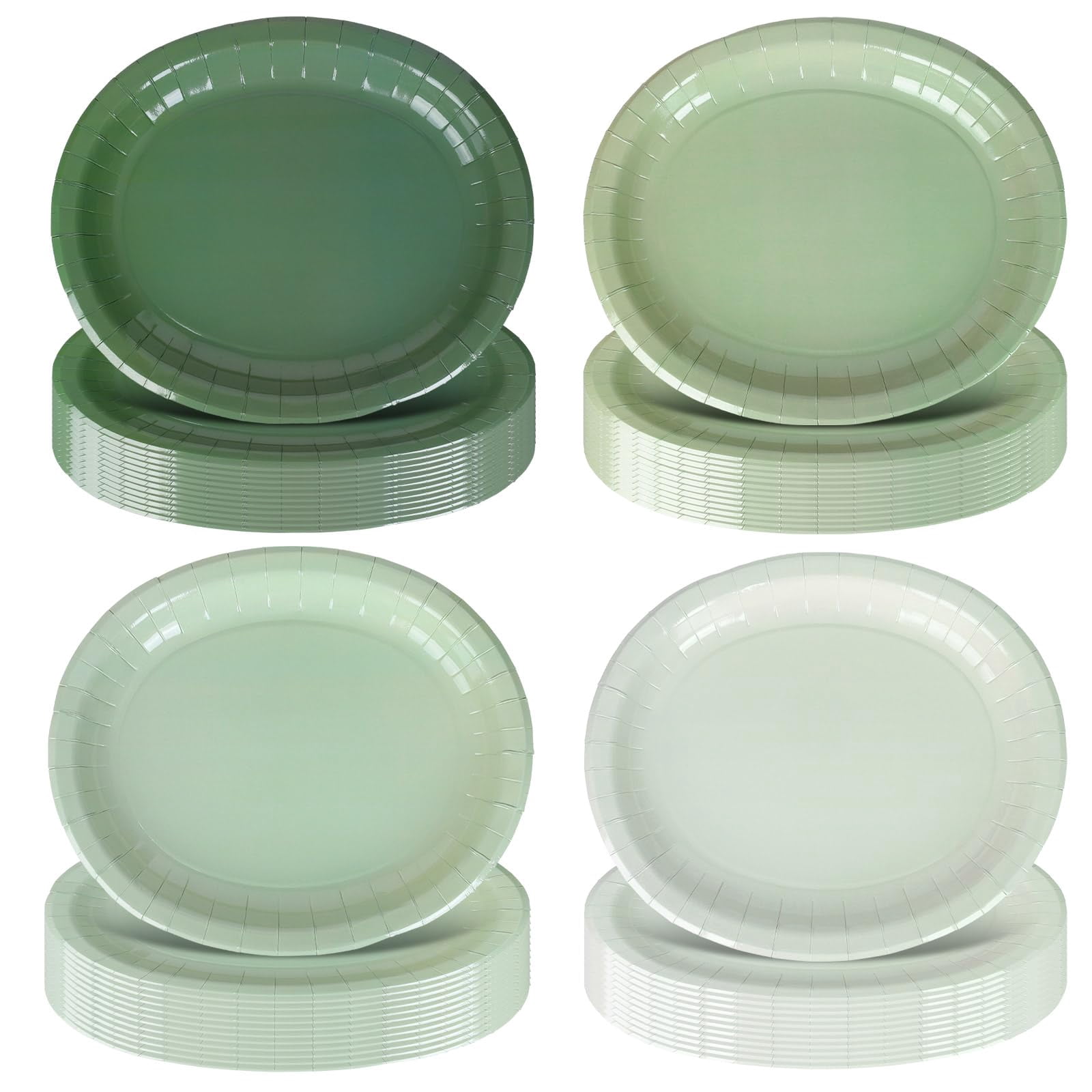 FYSUIMU 40Pcs Sage Green Oval Paper AFN1Plates Graduation Solid Green ...