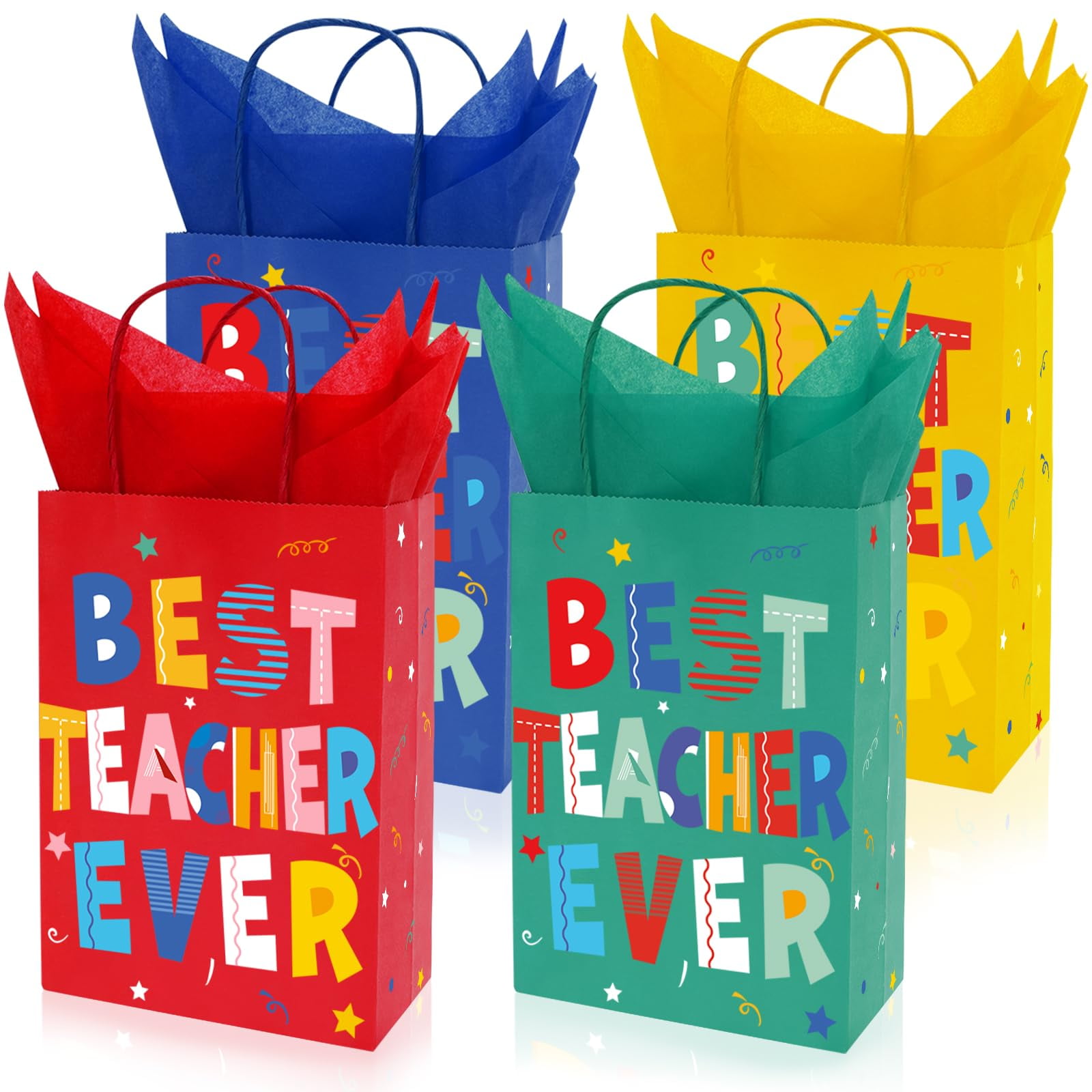 FYSUIMU 48Pcs Teacher Appreciation KEF16 Paper Bags with 48 Sheets ...