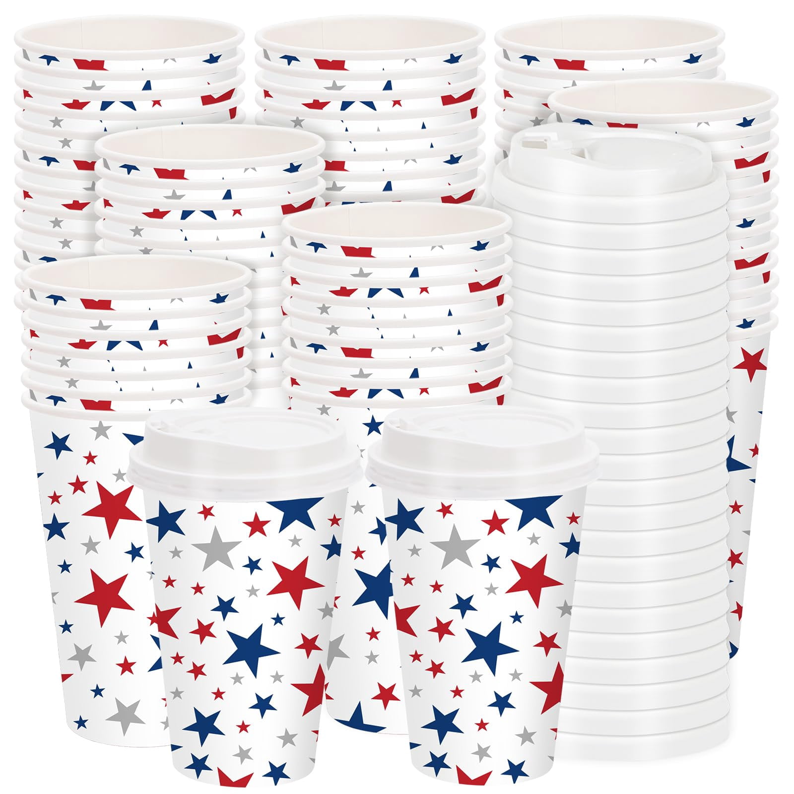 FYSUIMU 50Pcs Patriotic Disposable AIF9 Coffee Cup with Lid 16Oz Red ...