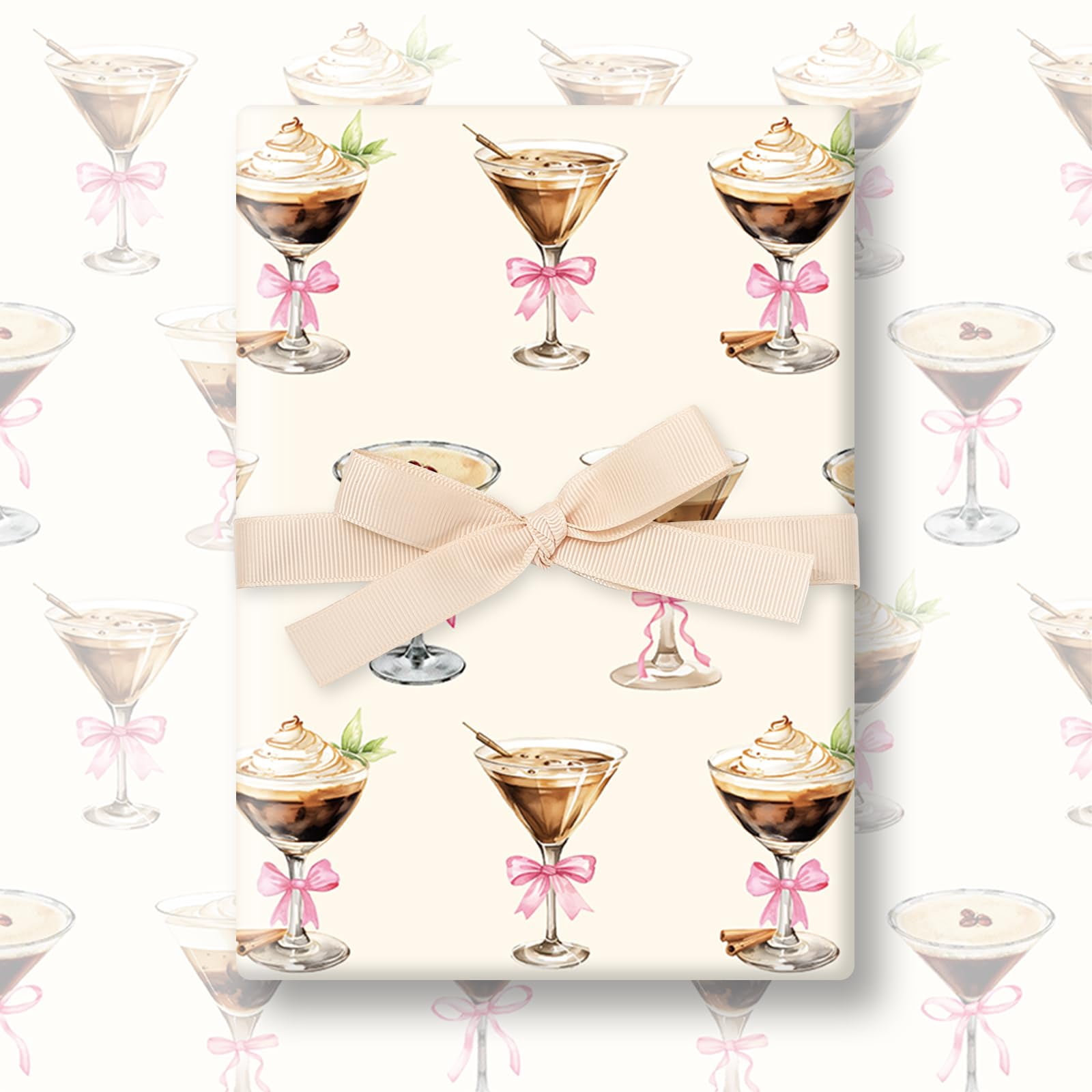 FYSUIMU 6 Sheets Martini TSF6 Wrapping Paper - Not Roll - Pink Bow ...