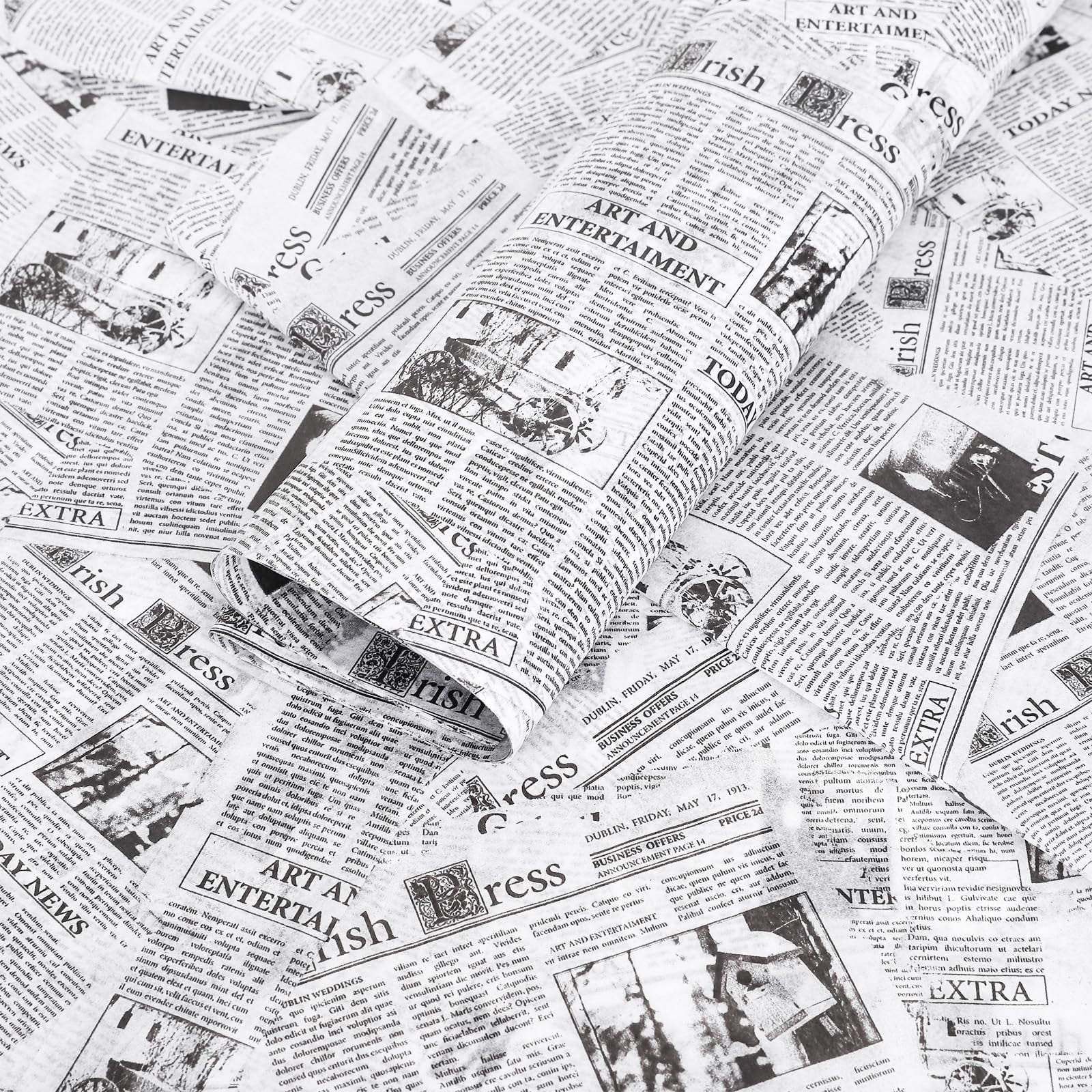 FYSUIMU 60 Sheets Vintage TSF6 Newspaper Tissue Paper Old Newsprint ...