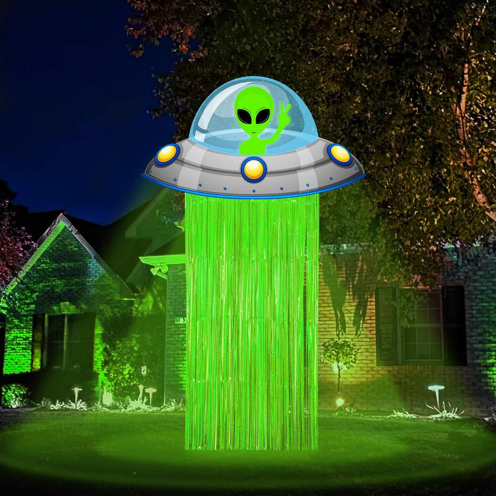 FYSUIMU Alien DoorTRDN Curtains with Metallic Tinsel Foil Fringe ...