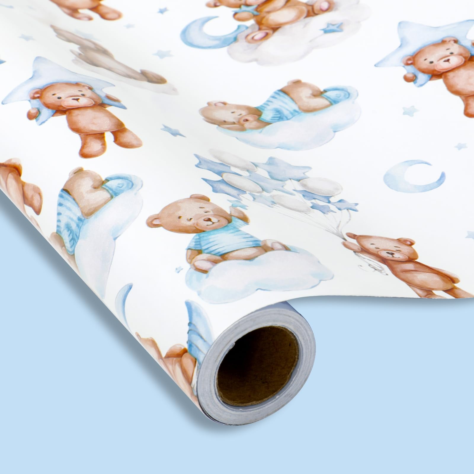FYSUIMU Bear Wrapping Paper RRF12 -Mini Roll- 17In x 32.8Ft Blue ...