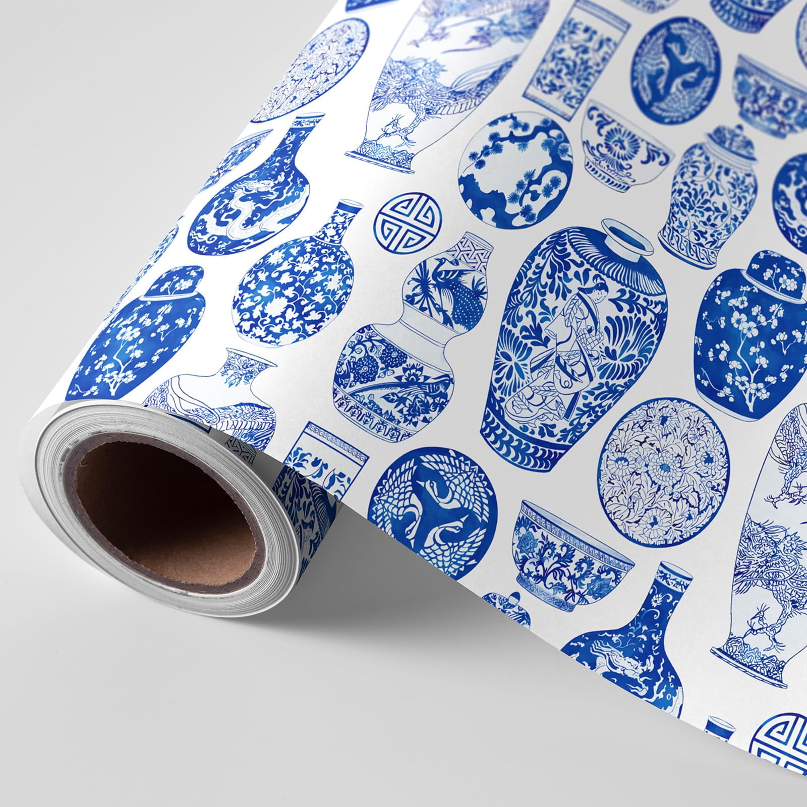FYSUIMU Blue White FEV6 China Wrapping Paper -Mini Roll- 17 Inch x 32 ...