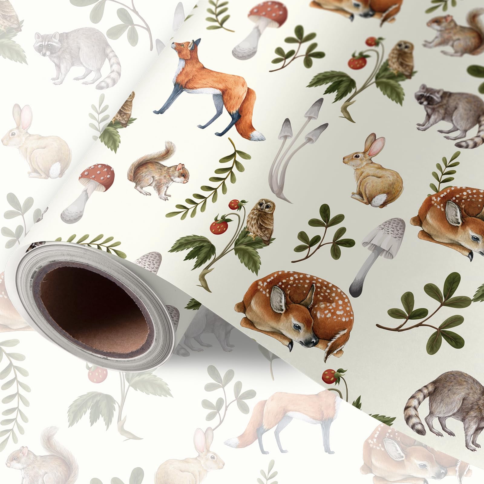 FYSUIMU Woodland Theme Wrapping Paper -Mini AIS1 Roll- 17 Inch x 32.8 ...