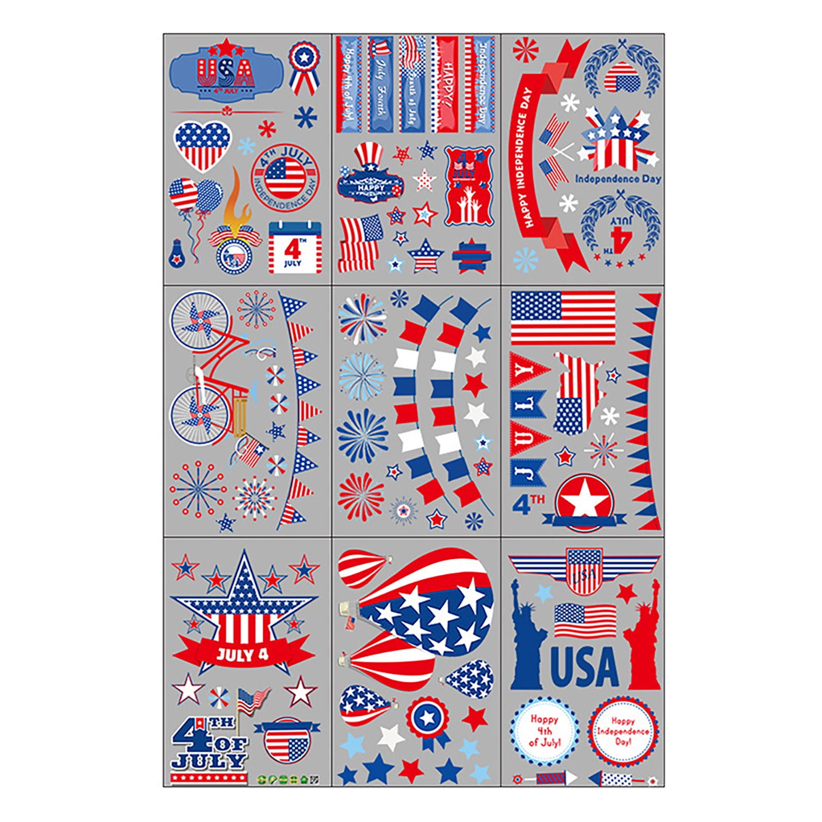 FYTPOV 104pcs DIY Independence Day Sticker Bunting Glass Window Sticker Independence Day Decor ...