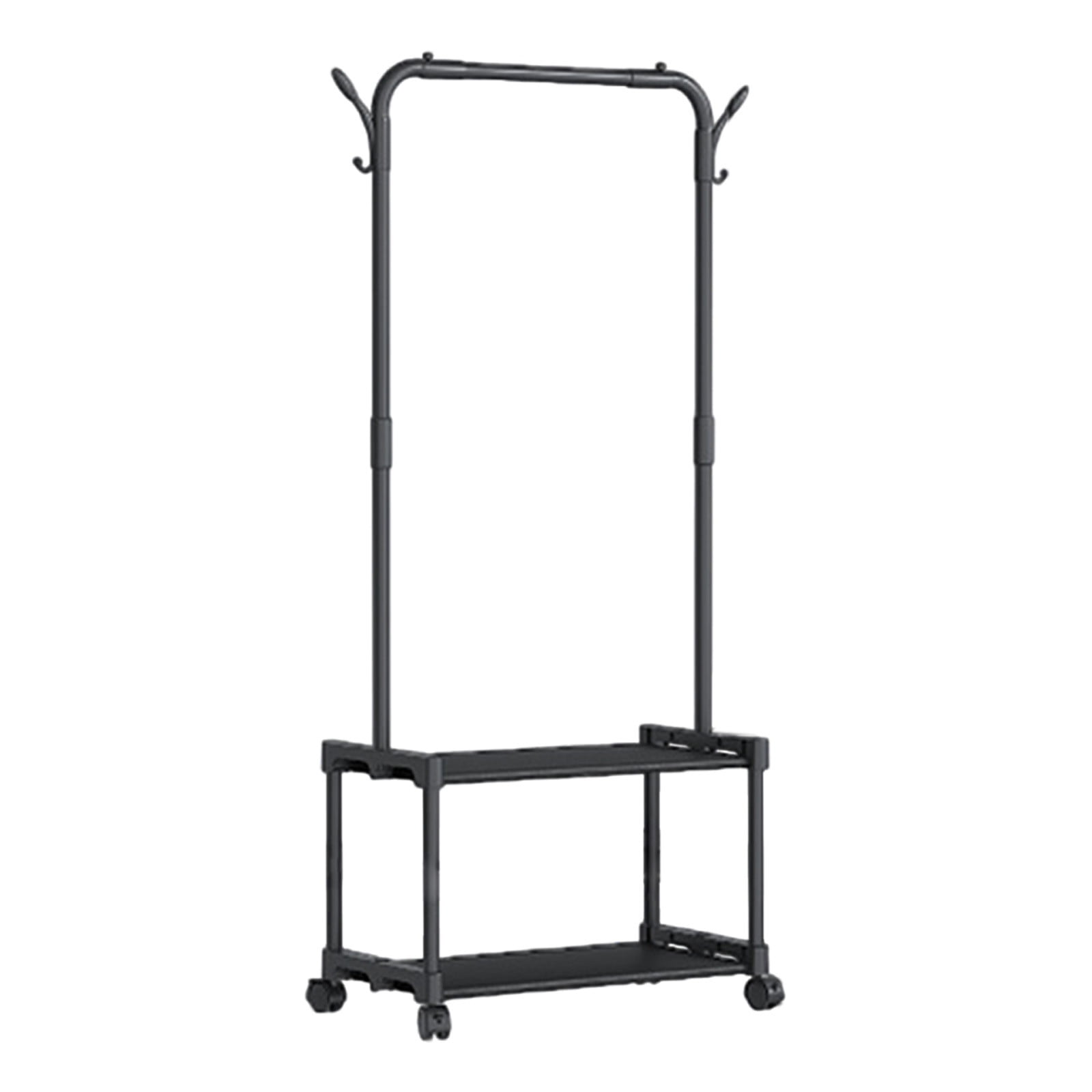 FYTPOV Clothes Rack with Wheels and 2-Tier Storage Shelf, Sturdy ...