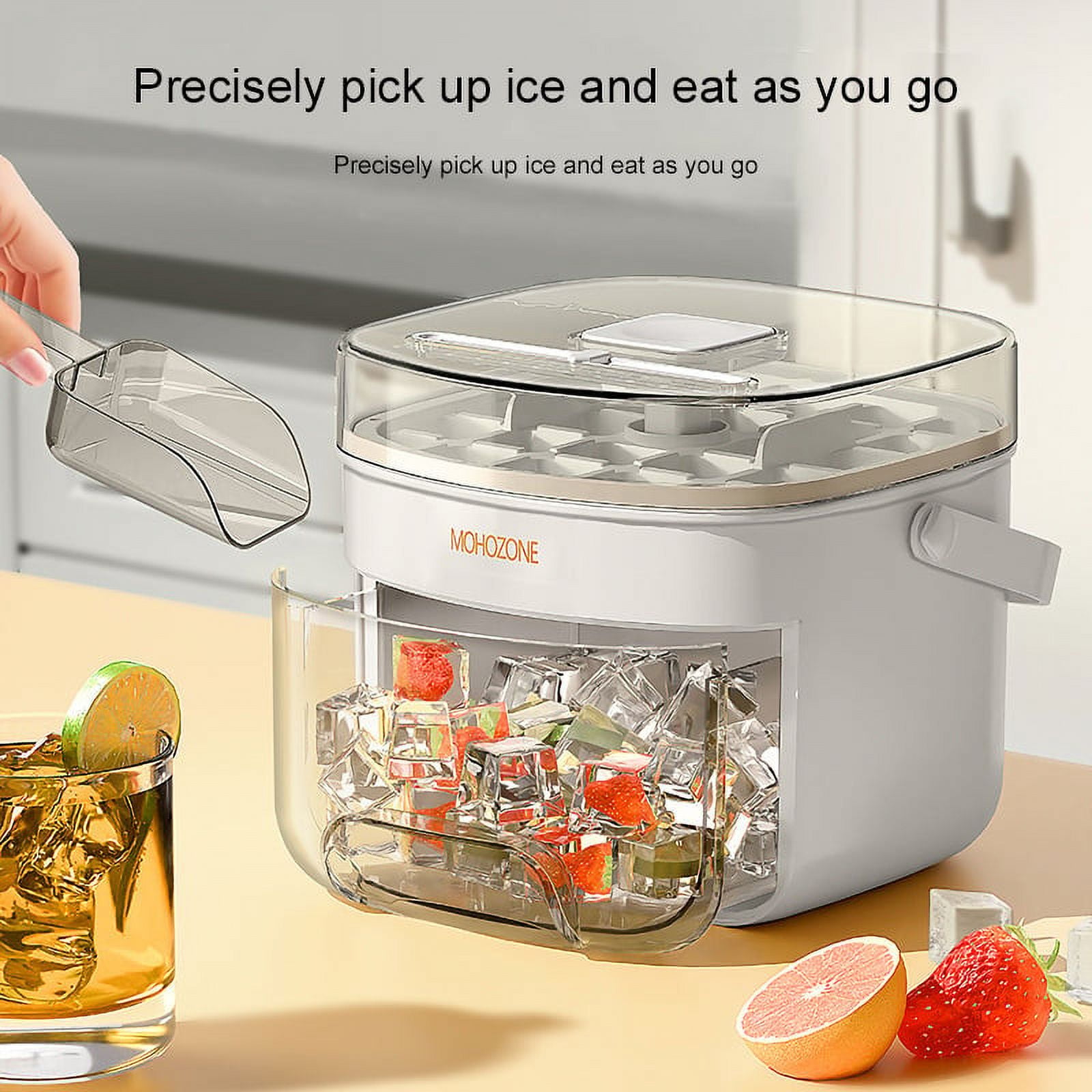 FYTPOV Countertop Ice Maker with Scoop Handle, 24 Ice Cube Tray, White ...