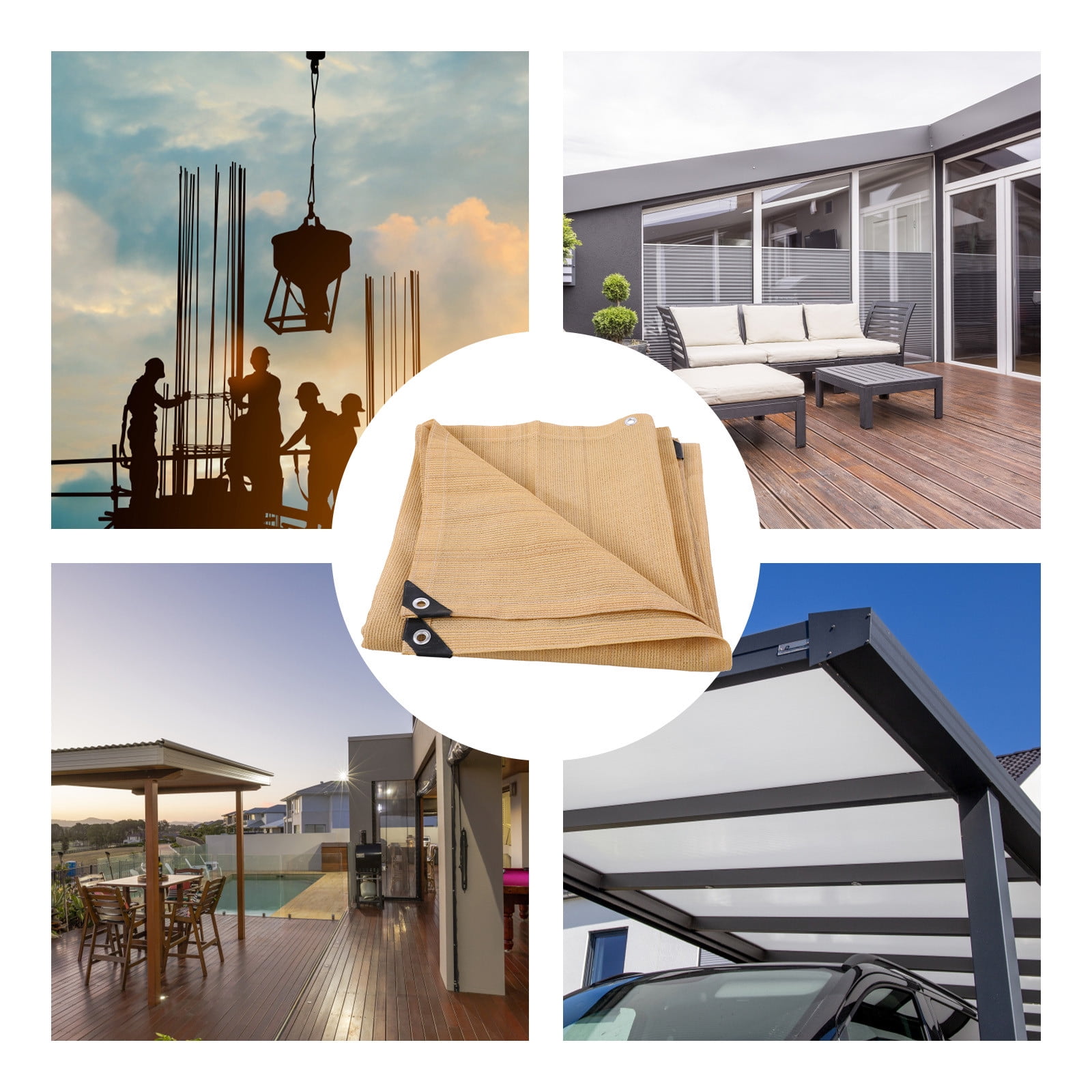 FYTPOV Rectangle Shade Cloth, Khaki Sun Shade Fabric Privacy Screen ...