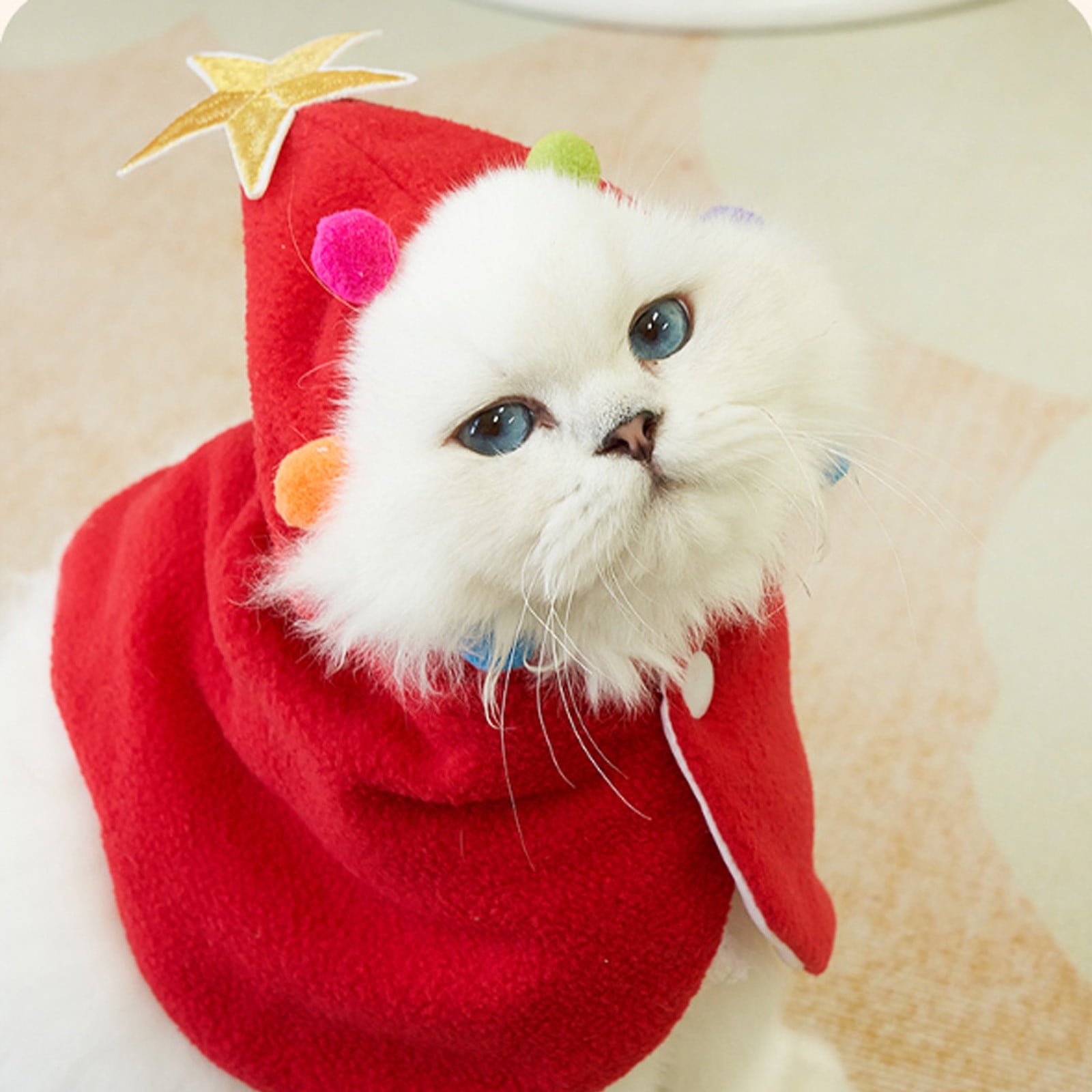 FYTPOV Red Cape Cat Clothes with Felt Balls, Christmas Pet Cosplay ...