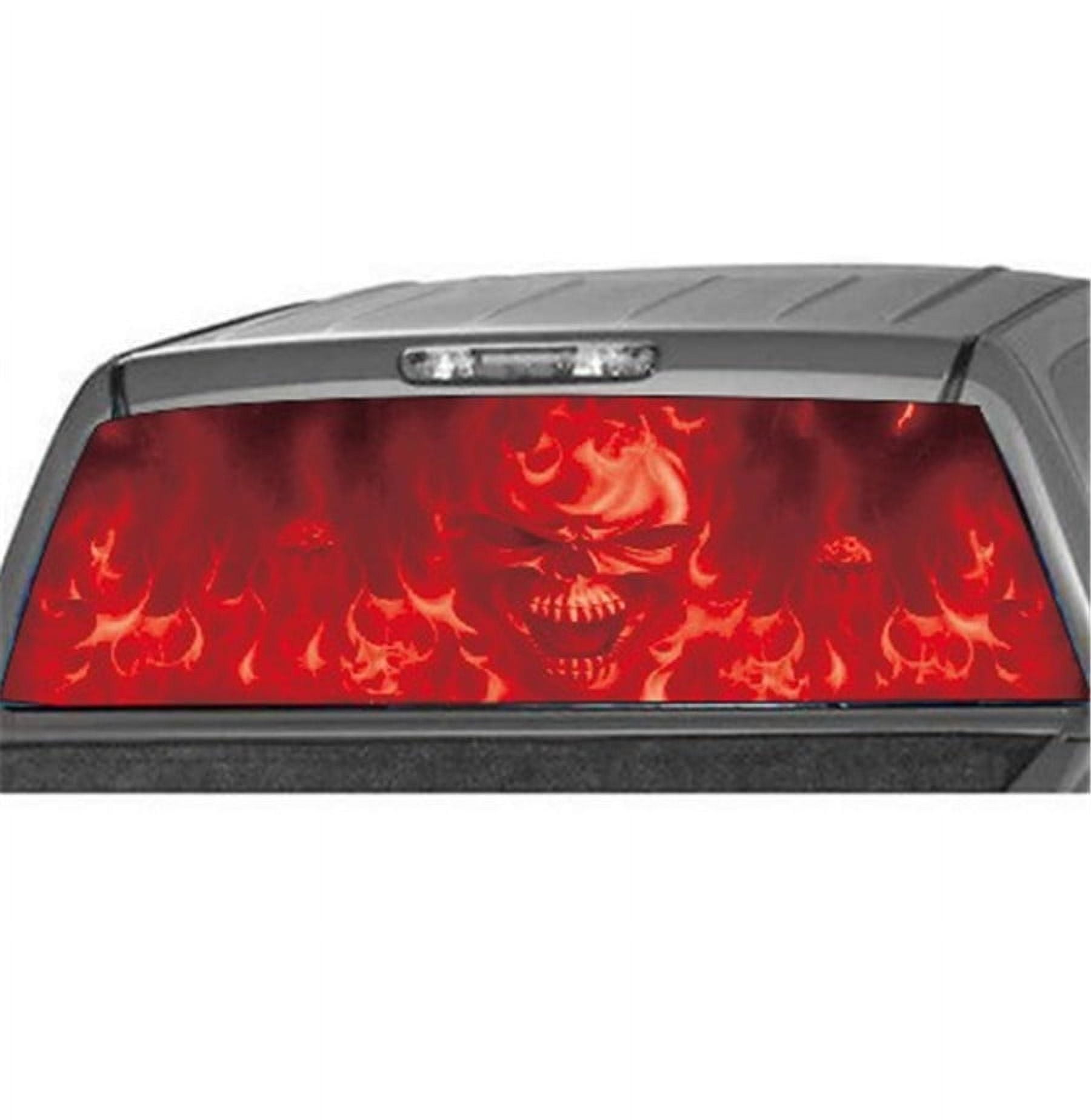 FYUU 147x46cm Rear Window Flaming Skull Cool Sticker Rear Window ...