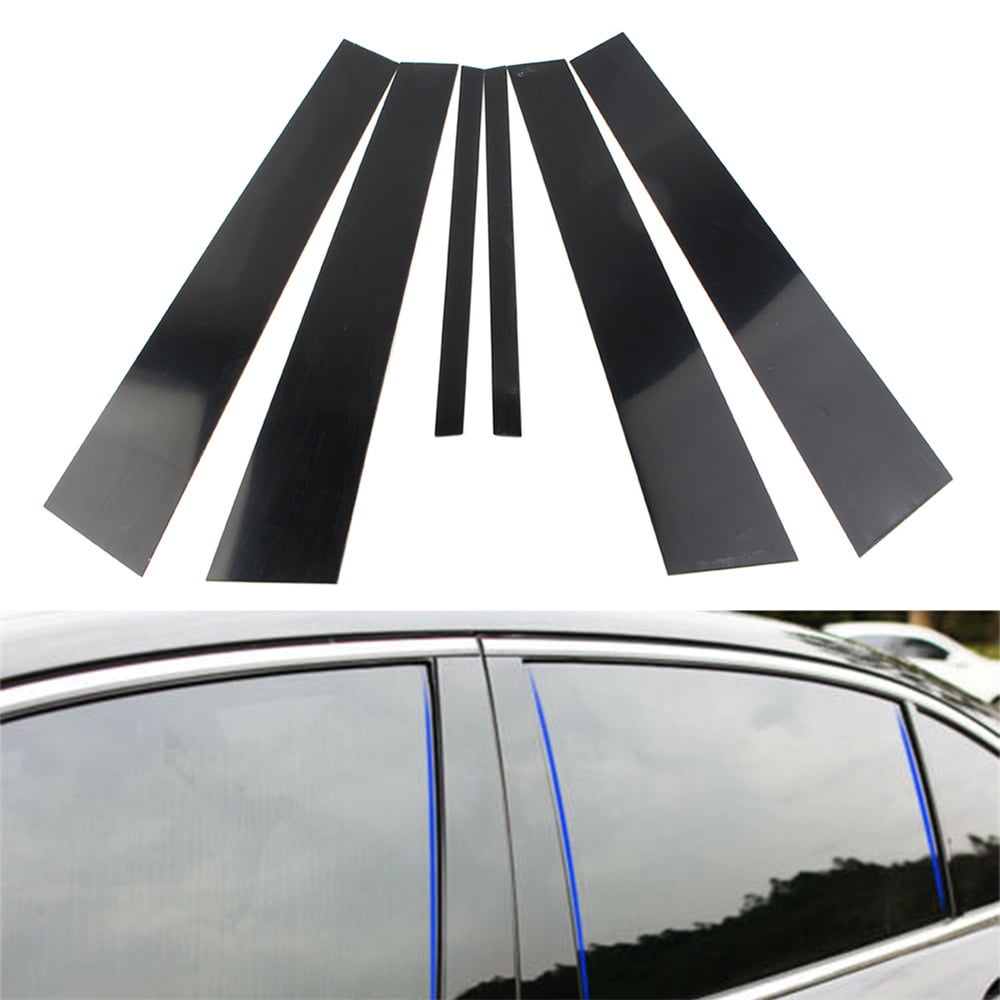 FYUU 6 Pcs Door Cover Piano Window Trim Kit Black Pillar Posts For ...