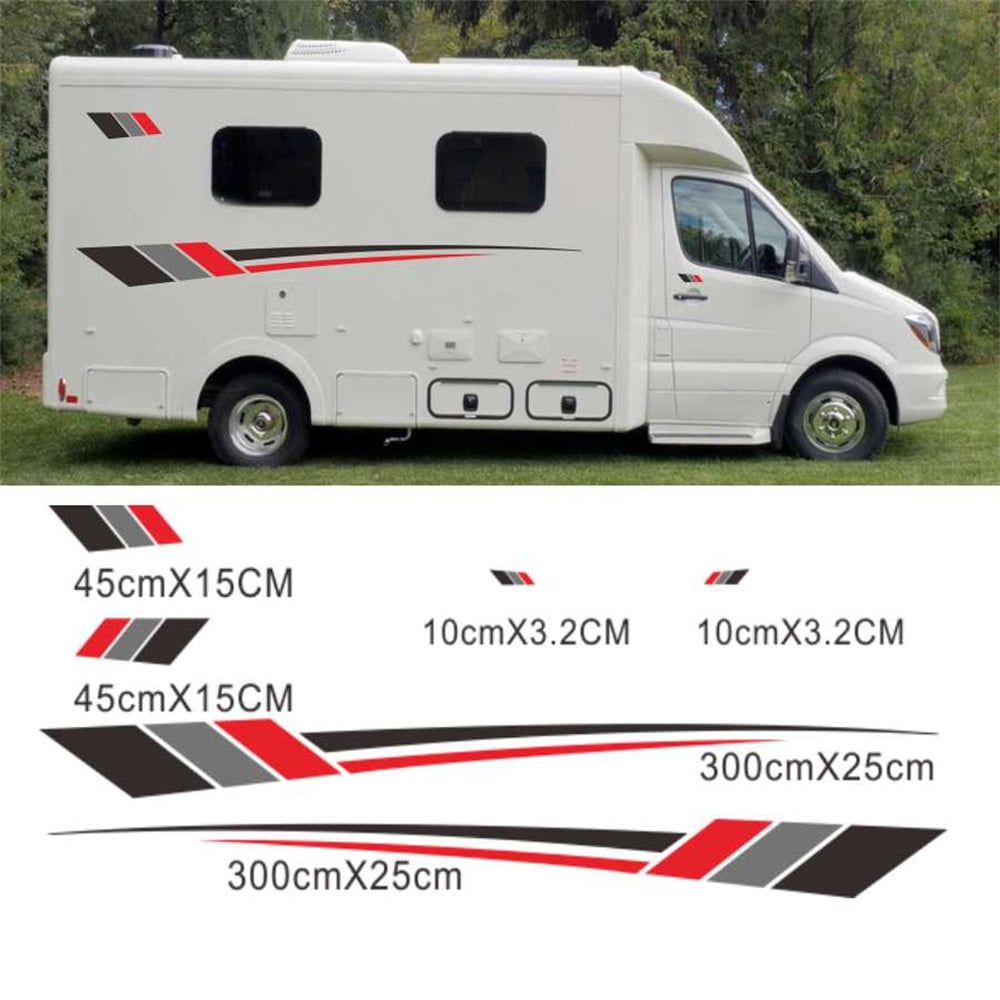 FYUU Dual Side Vinyl Graphics Stripe Decals Stickers for Caravan Travel ...