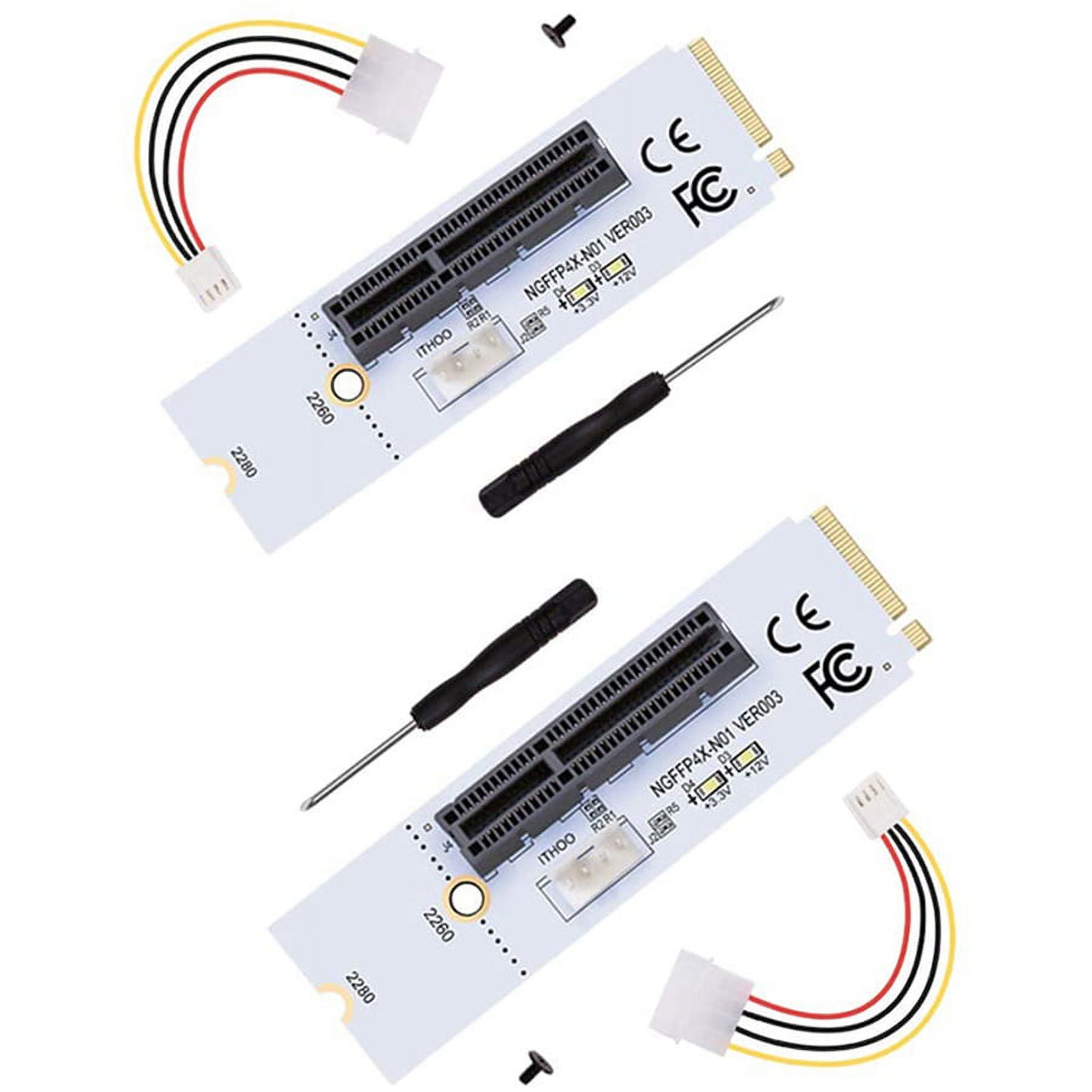 FYUU M.2 Key M Ngff To Pci-E 4X Adapter Card, 4 Pin Power Cable (2 Pack ...