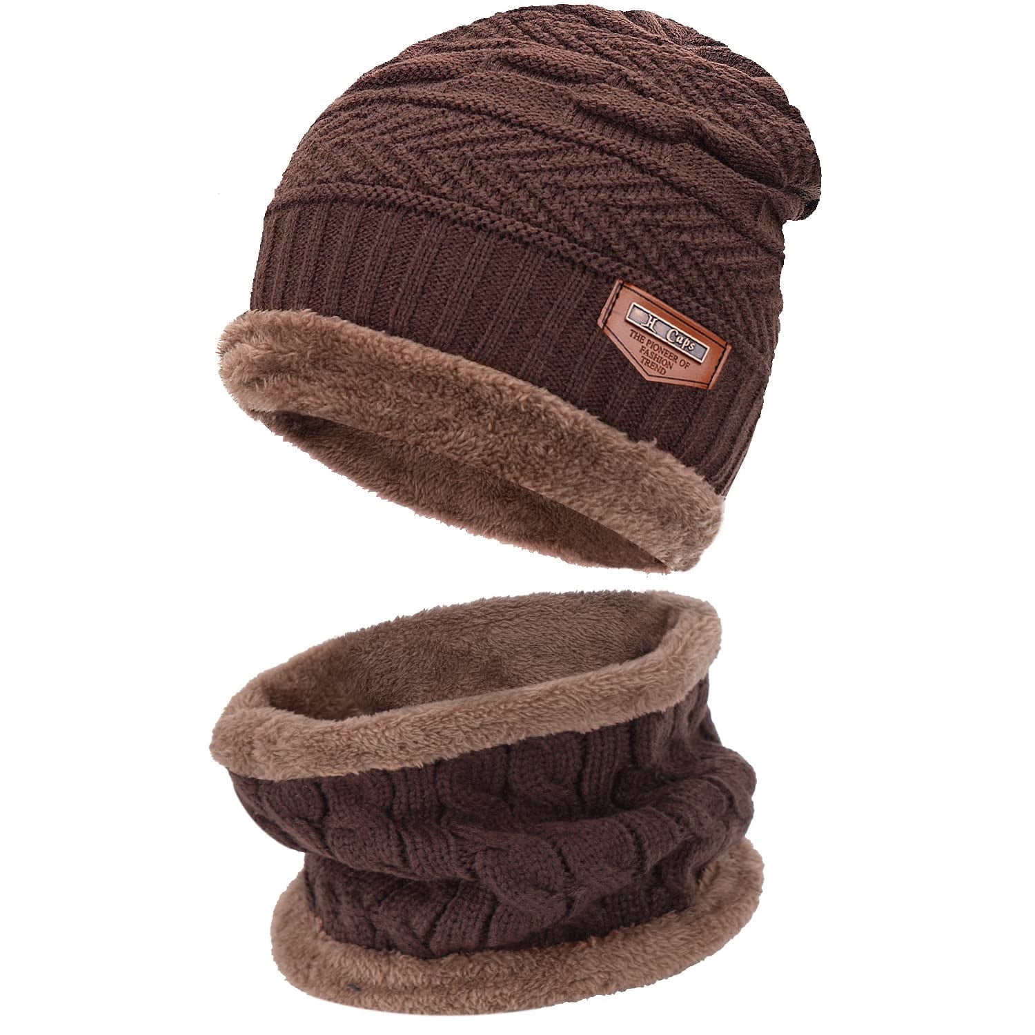 FZ FANTASTIC ZONE Men Women Winter Beanie Hat Scarf Set Warm Knit Hat ...