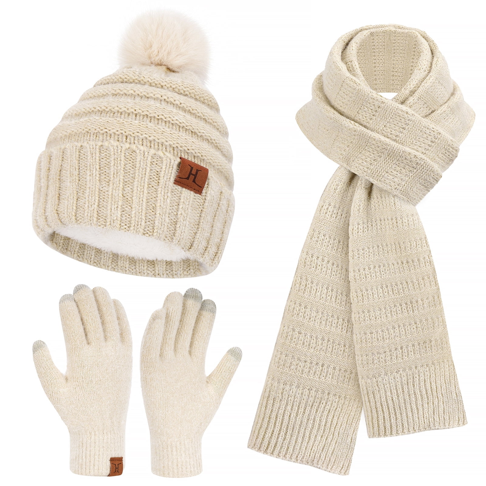 FZ FANTASTIC ZONE Womens Winter Hats Scarf Gloves Set, Warm Fleece ...