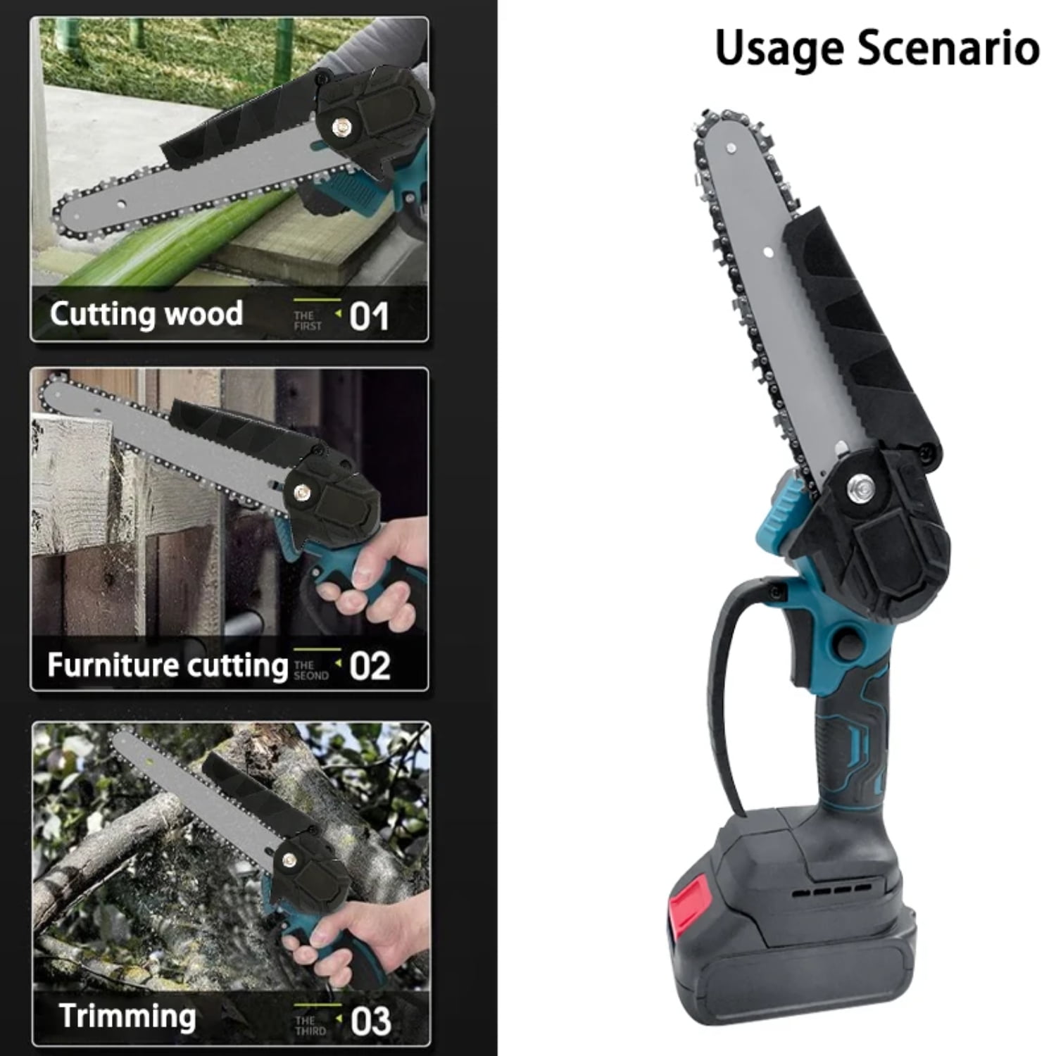 FZANJUN 6 Inch Brushless Chain Saw Handheld Portable Chainsaw Tree Wood ...