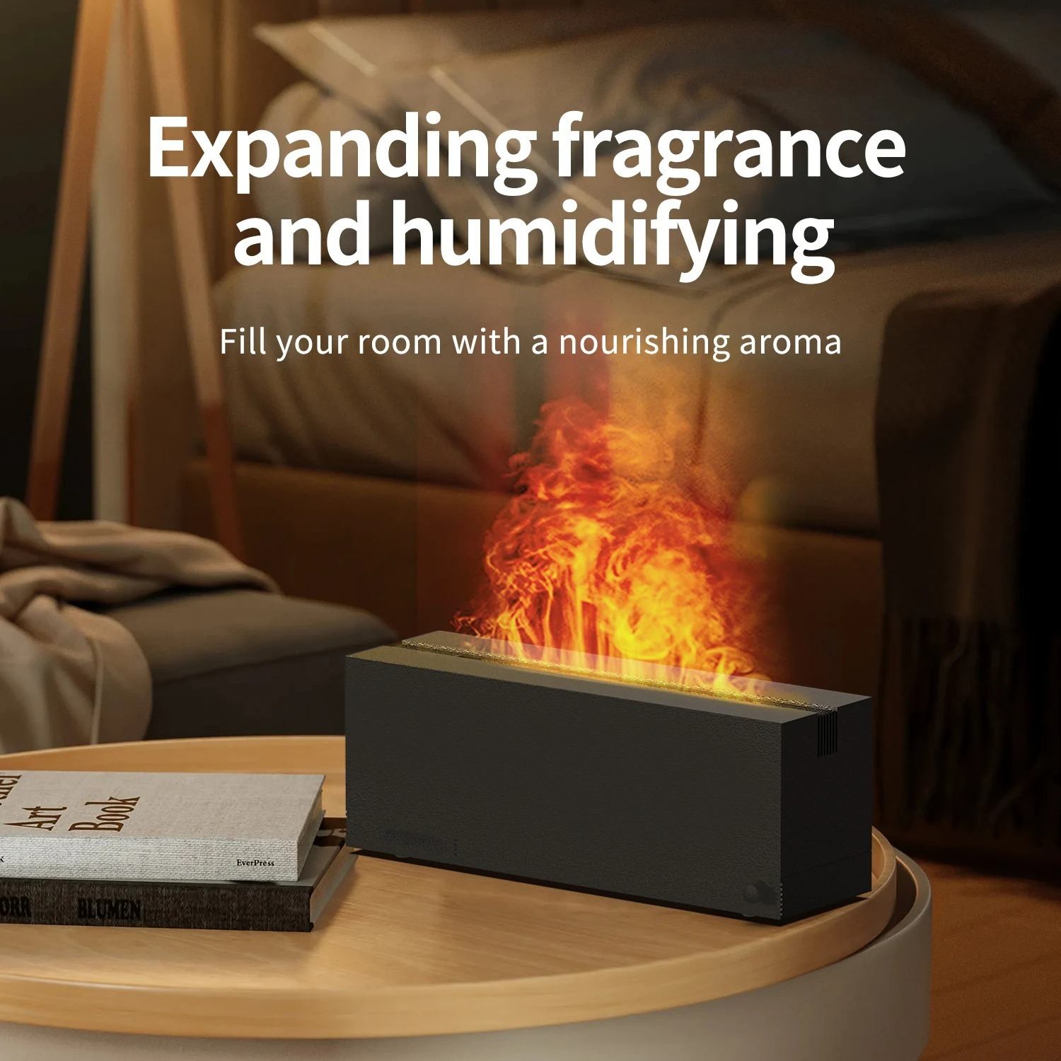 FZANJUN Flame Diffuser Desktop Indoor Diffuser Flame Humidifier ...