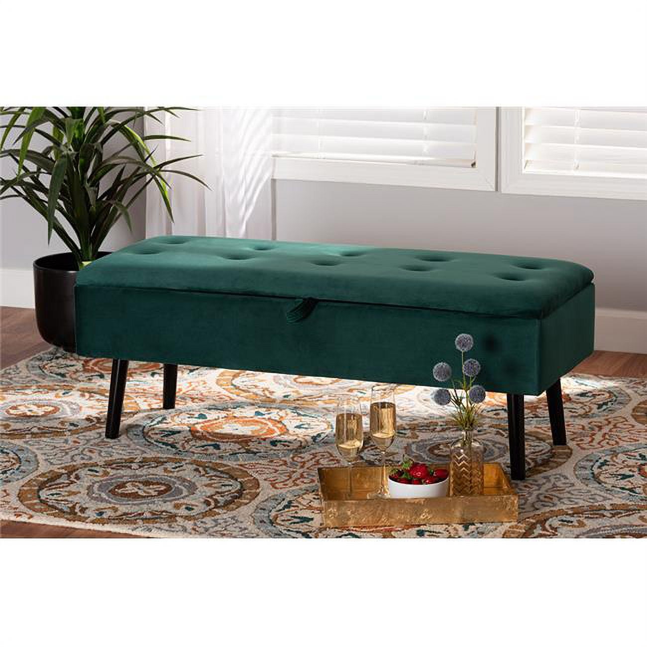 FZD020108-Green Velvet-Bench Caine Modern Contemporary Green Velvet ...