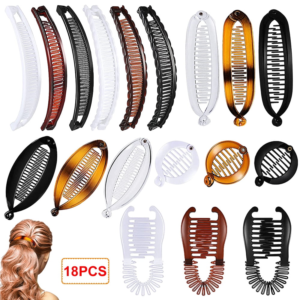 FZFLZDH 18pcs Women's hair comb banana clip suit fish clip hair curler ...