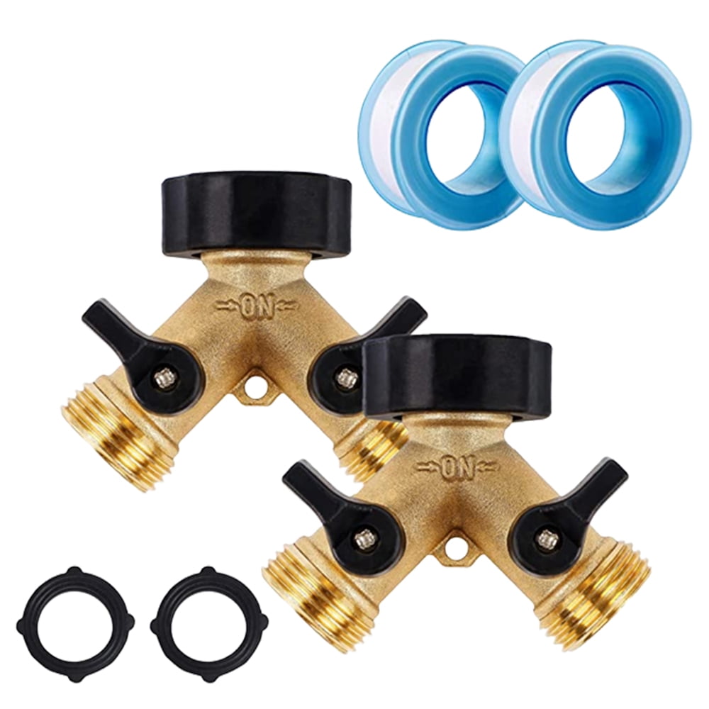 FZFLZDH 2 Pack Garden Hose Splitter 2 Way, Heavy Duty Brass Connector ...