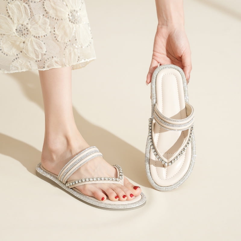 FZFLZDH 263-6 Flip-toe water diamond flip-flops for women, flat ...