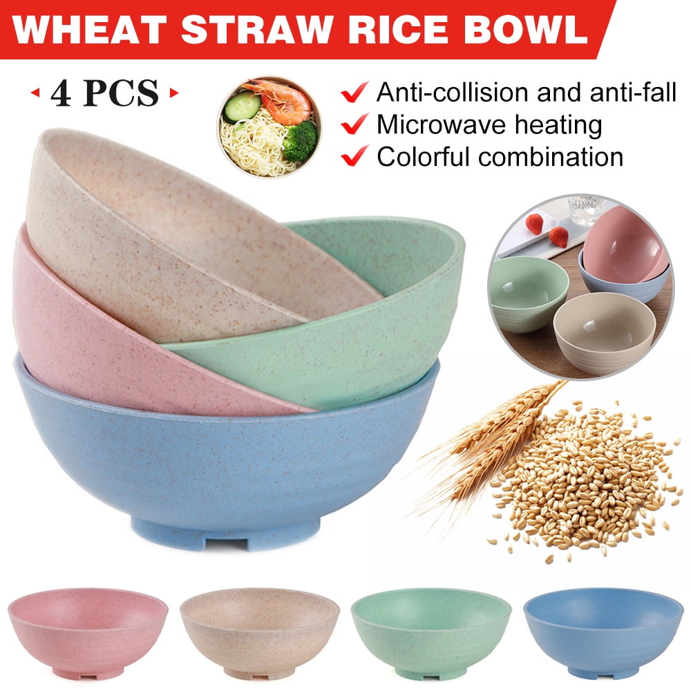 FZFLZDH 4 Pack Unbreakable Cereal Bowls - Wheat Straw Fiber Lightweight ...
