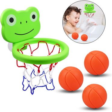 Cyfie Toddler Bathtime Game: Bathtub Basketball Hoop & 3 Soft Balls Set ...