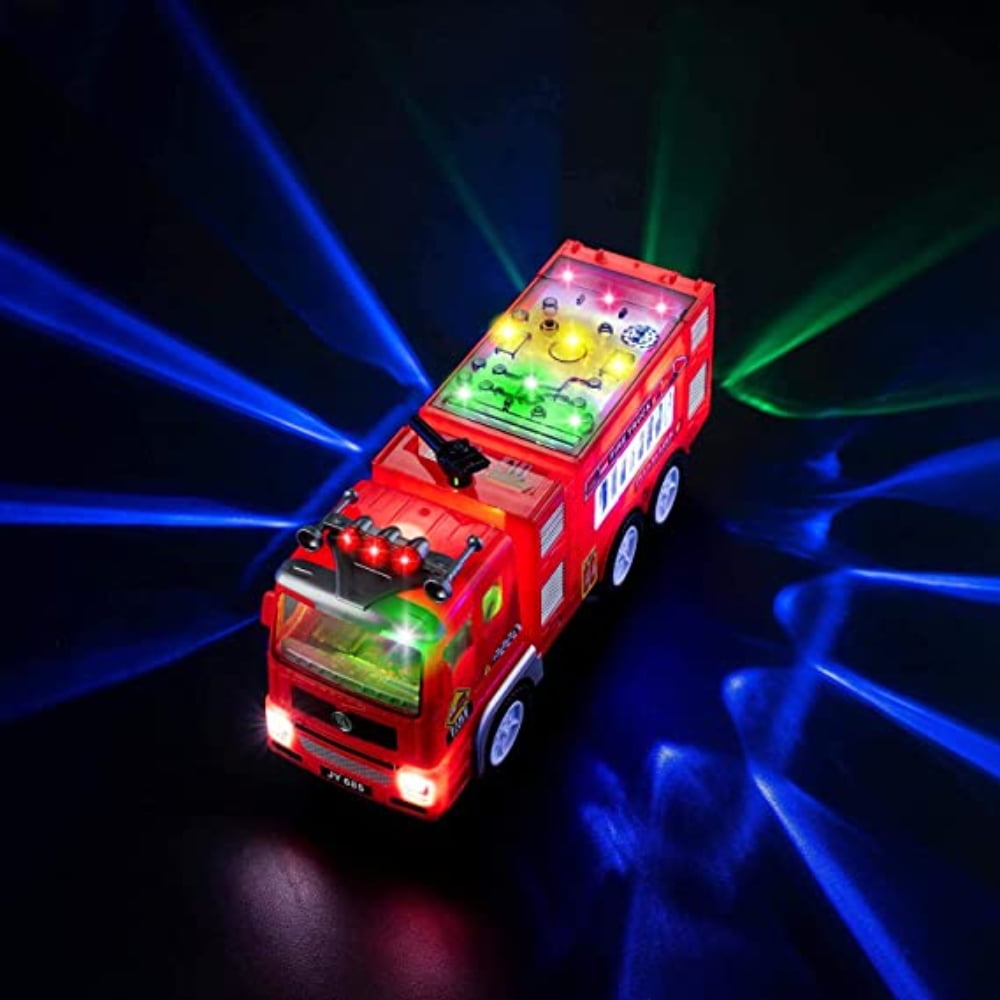 FZFLZDH Electric Fire Truck Car Toy with 4D Lights and Sounds, Realistic Firetruck Toys for ...