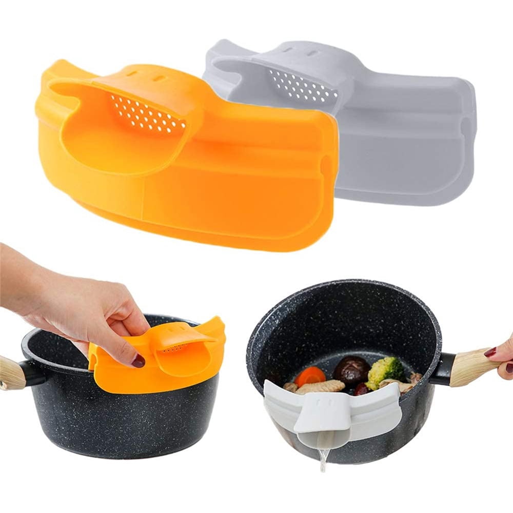FZFLZDH Leakproof liquid strainer, Silicone Food Strainer Hands-Free ...