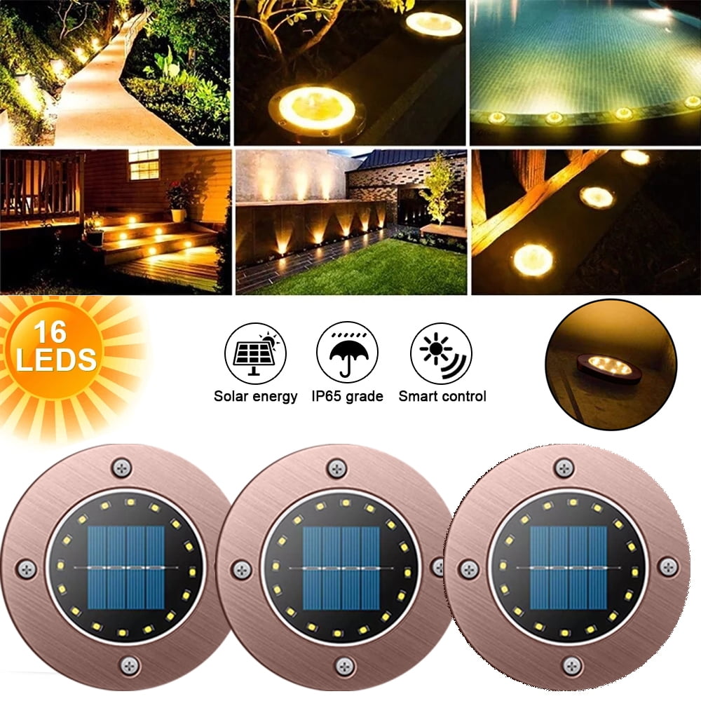 FZFLZDH Solar Ground Lights - 16LED Solar Garden Lights Outdoor，Disk ...