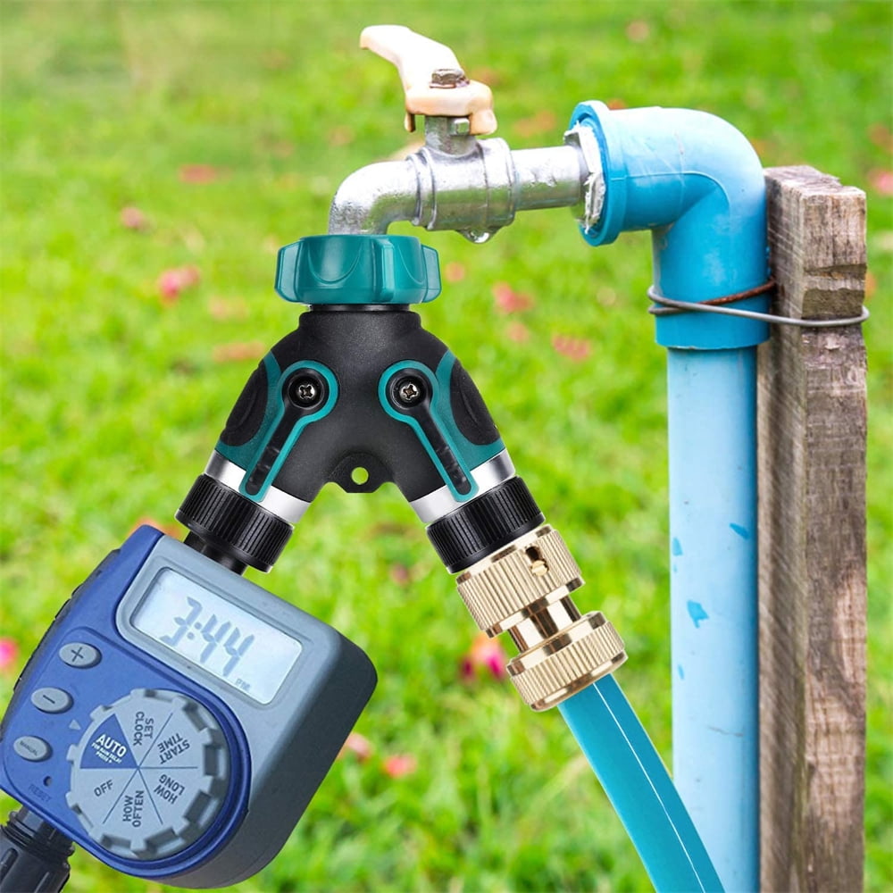 FZFLZDH Water Splitter 2 Way, Garden Y Hose Connector Metal Body, Water ...