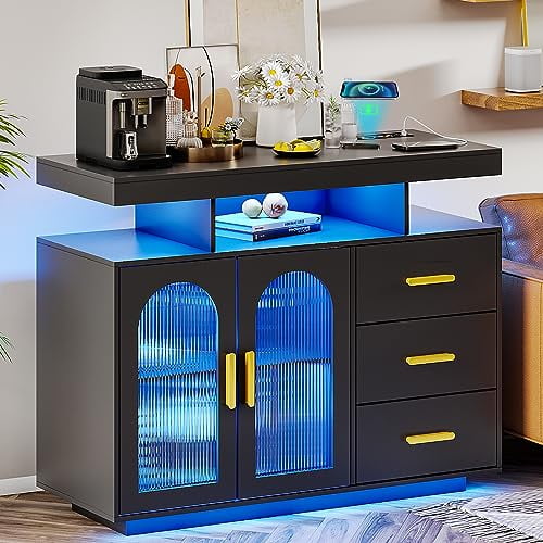 FZL 40" Sideboard Buffet Cabinet with Charging Station, Auto Sensor ...
