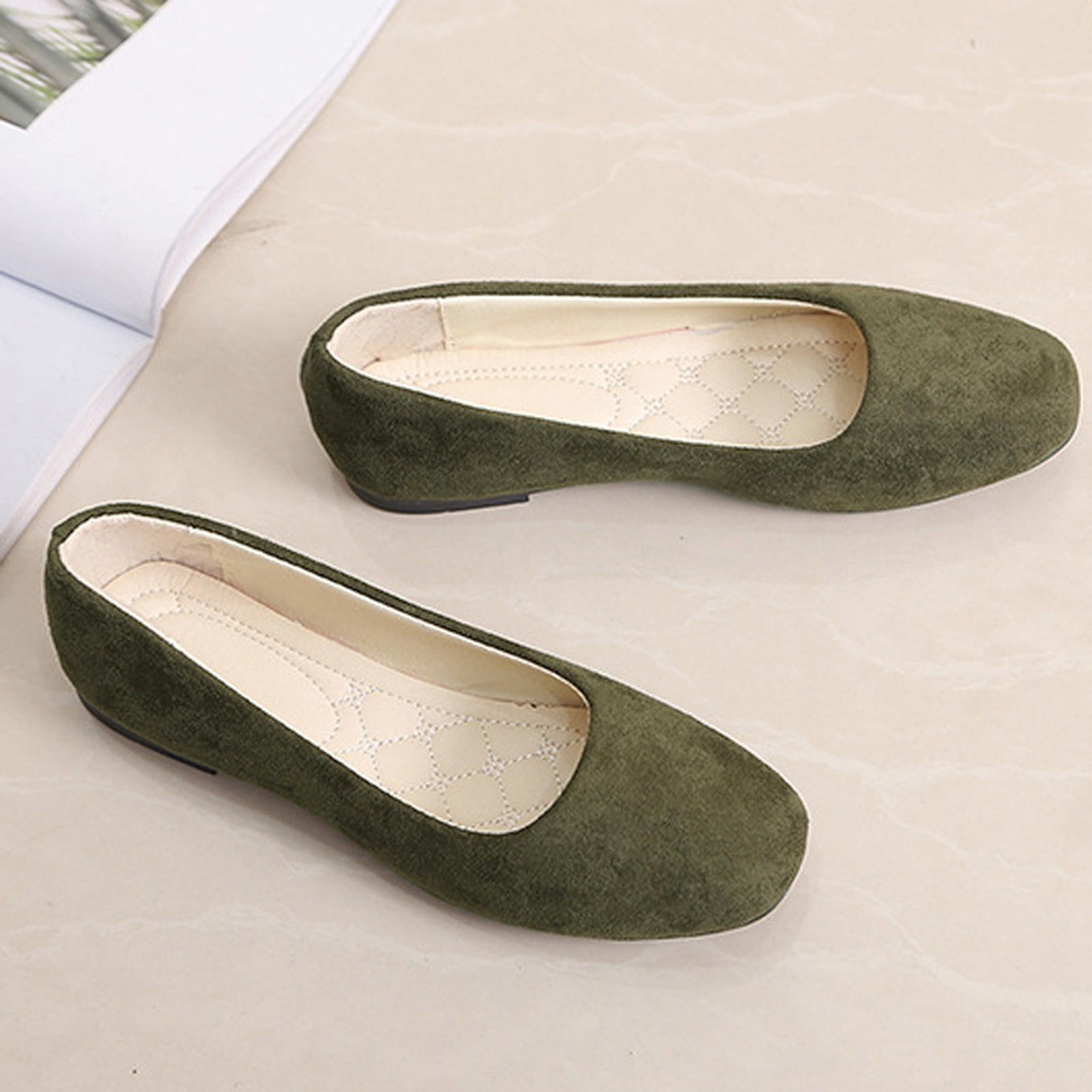 FZM Women shoes Women Girls Solid Big Size Slip On Flat Shallow Comfort ...