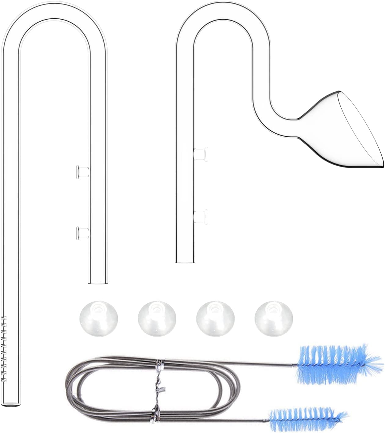 FZONE 13mm Aquarium Glass Lily Pipe Kits with Lily Inflow Lily Outflow ...