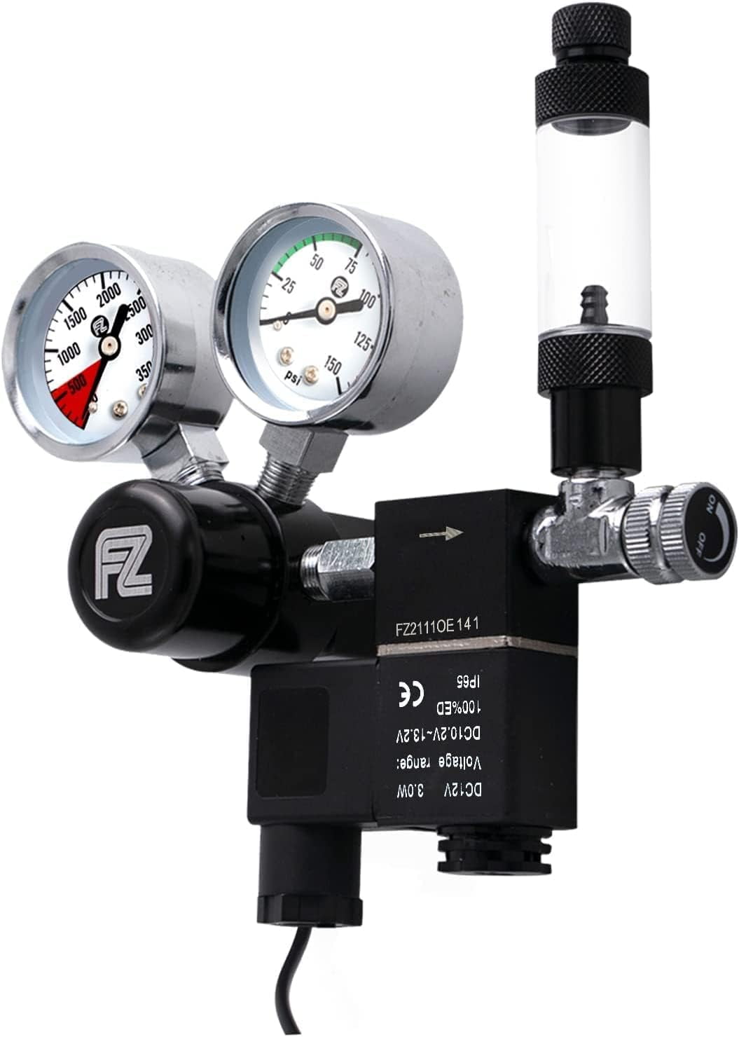 FZONE Aquarium Co2 Regulator with Dual Big Gauge, DC Solenoid, Bubble ...