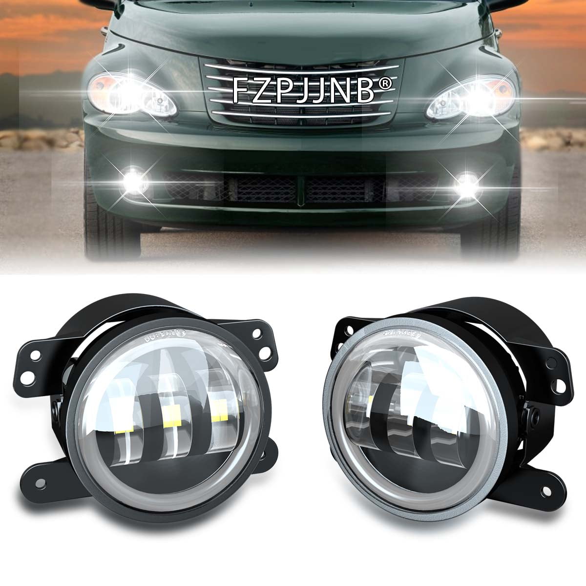 FZPJJNB 2pc 4 Inch Round Led Fog Lights Driving Lamps Front Bumper for ...