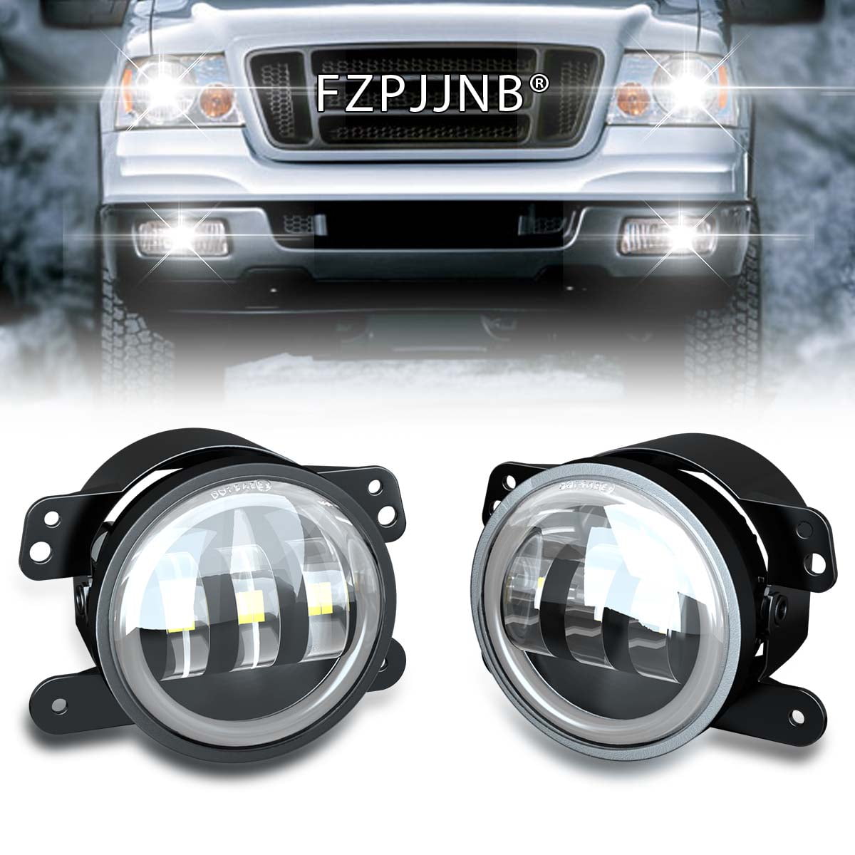 FZPJJNB 2pc 4 Inch Round Led Fog Lights Driving Lamps Front Bumper for ...