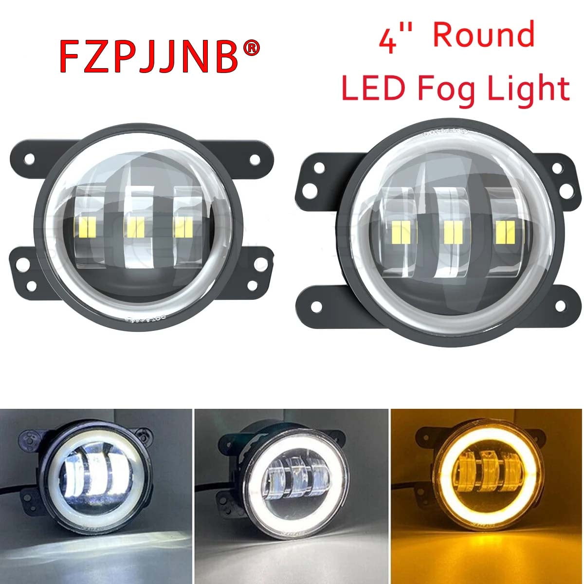 FZPJJNB 2pc 4 Inch Round Led Fog Lights Driving Lamps Front Bumper for ...
