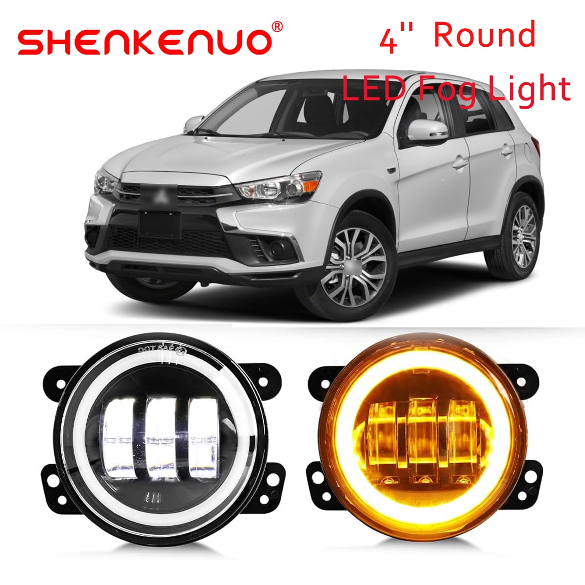 FZPJJNB 2pc 4 Inch Round Led Fog Lights Driving Lamps Front Bumper for ...