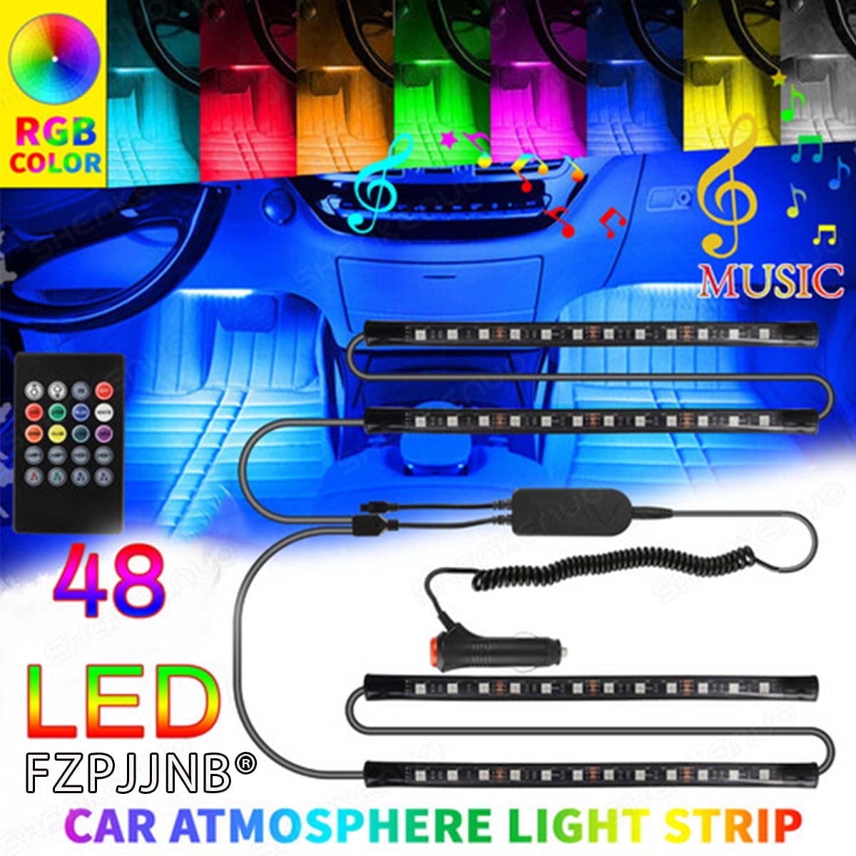 FZPJJNB 4*Under Dash Footwell LED Interior Light Kit for All Cars ...