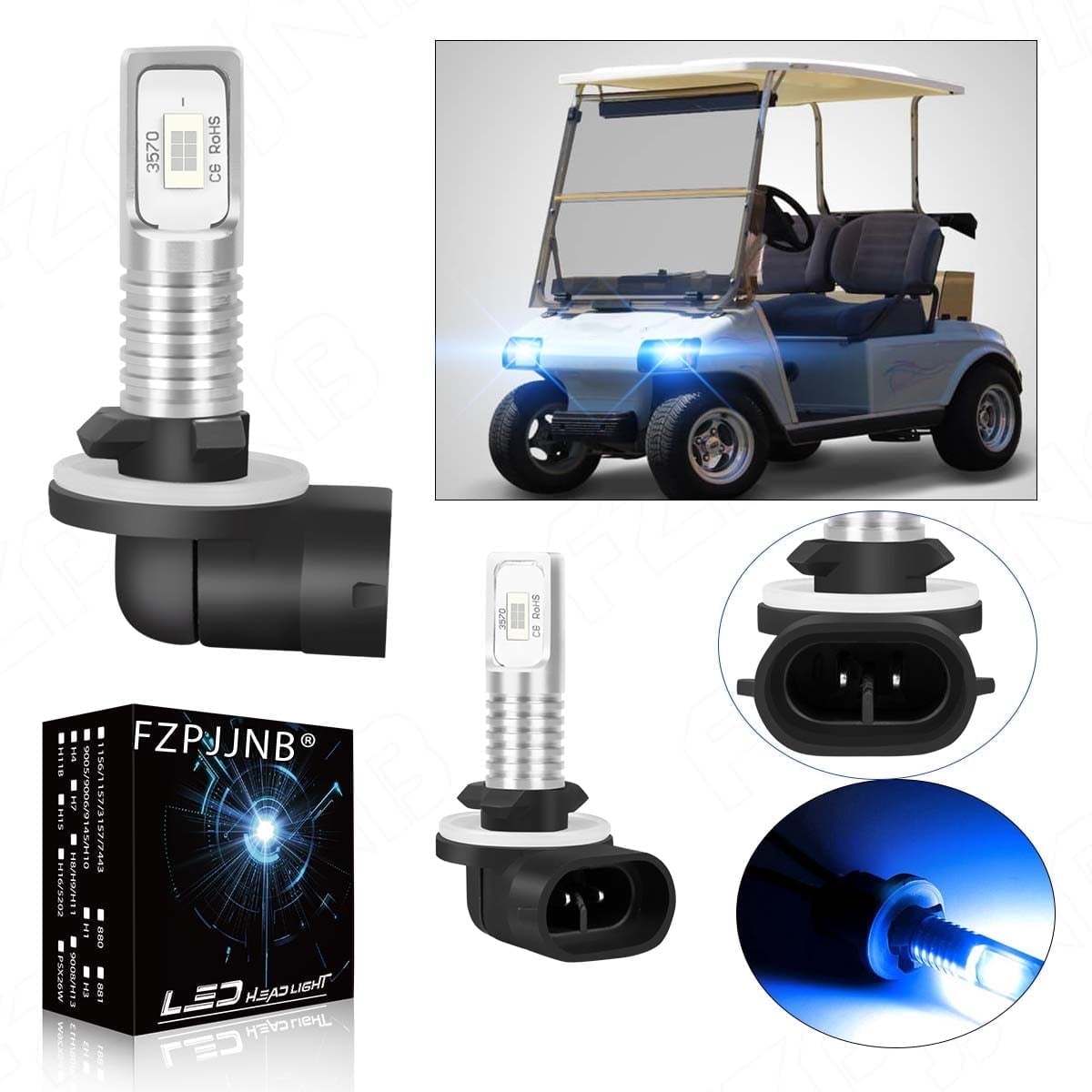 FZPJJNB 881 LED Blue 8000K Automotive Bulb Fits John Deere 2 Pack ...