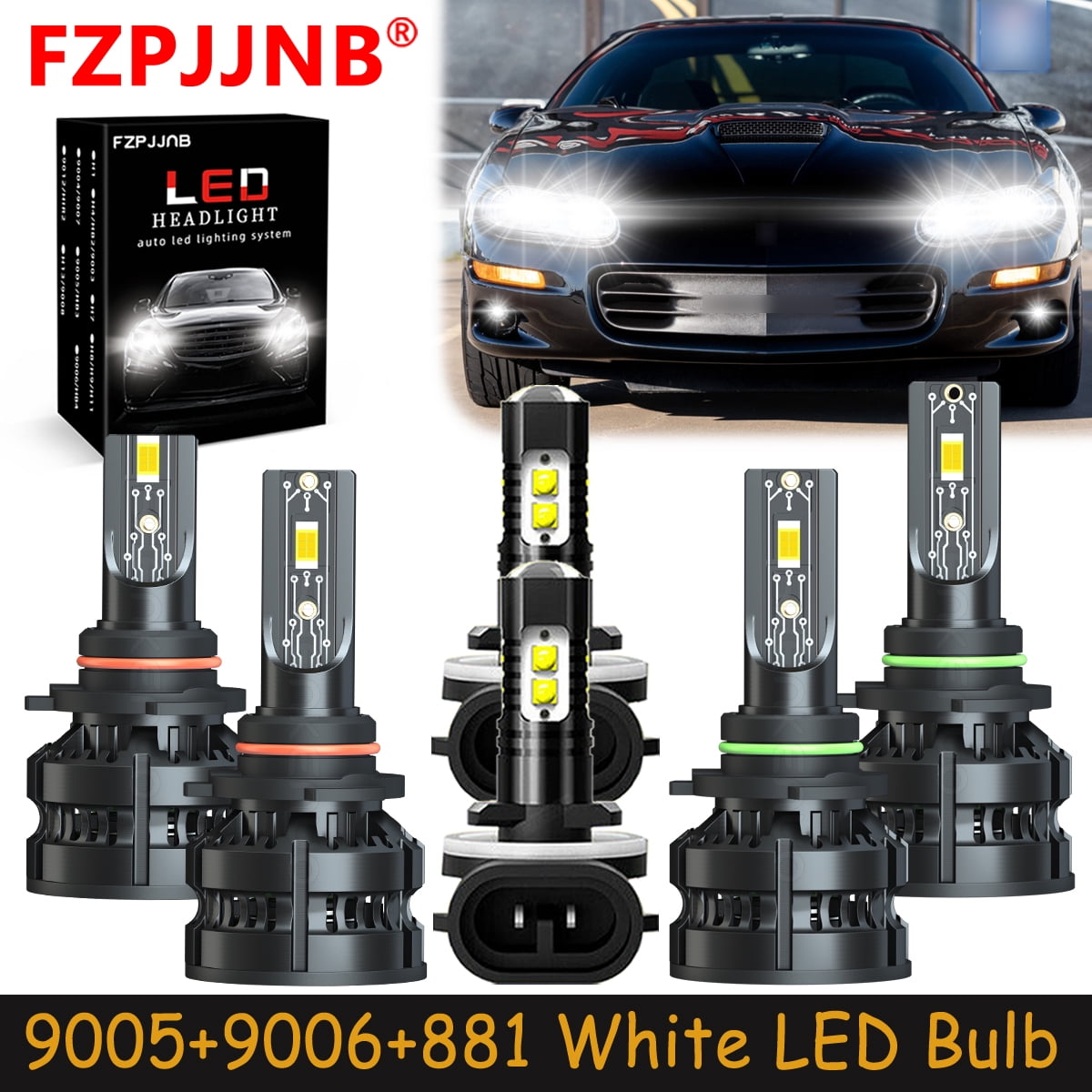 FZPJJNB 9005+9006+881/894 For Chevy Camaro 1998-2002 6X LED Headlight ...