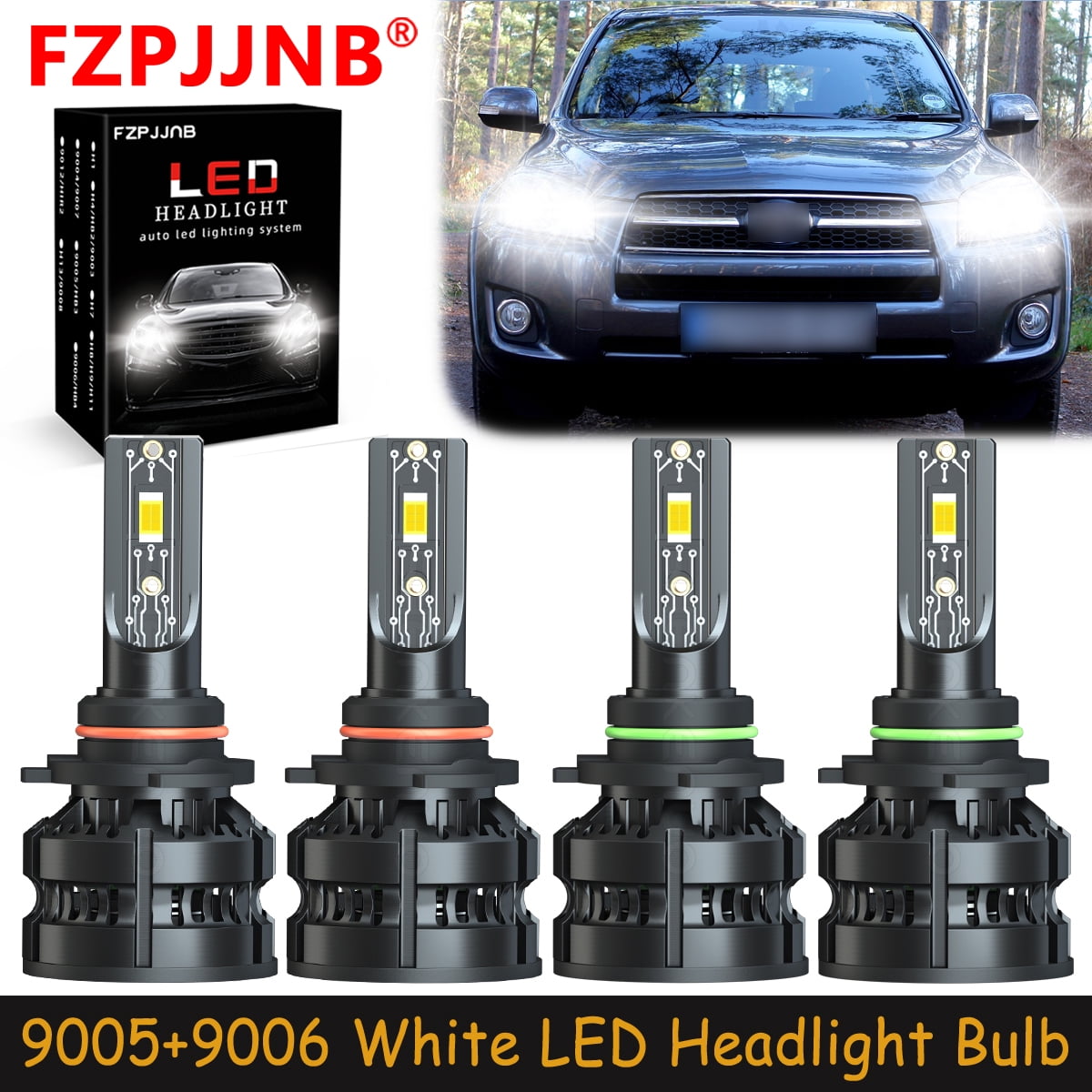 FZPJJNB 9005+9006 For Toyota RAV4 1998-2000 2006-2012 White LED ...