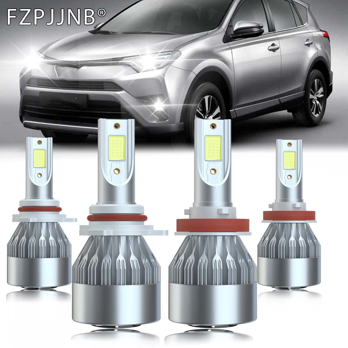 FZPJJNB 9012+H11 LED White 6000K Automotive Bulb Fits Toyota RAV4 2016 ...