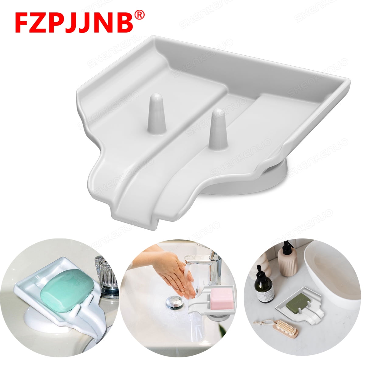 FZPJJNB Bathroom Kitchen White Soap Dish Saver Holder Suction Dryer ...