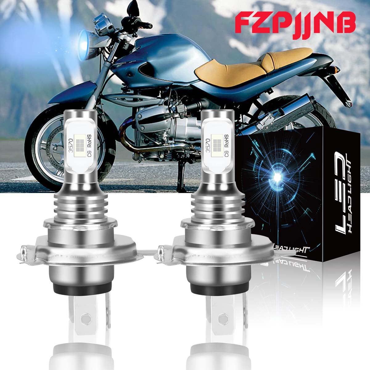 FZPJJNB For BMW R100 R850C R850R Motorcycle LED Bulbs,H4 LED Headlights ...