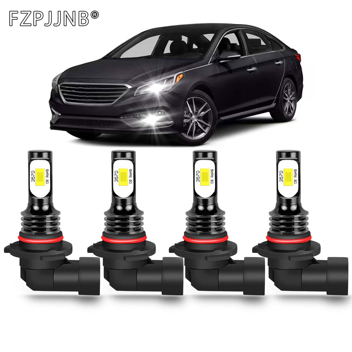 FZPJJNB For Hyundai Sonata 2015-2019 Led Headlights Bulbs 9005 HB3 High Low Beam Bulb White ...